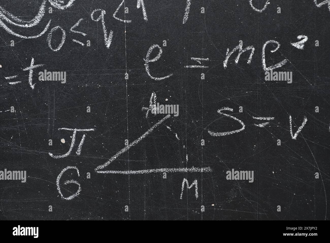 Many different physical formulas written with chalk on blackboard Stock ...