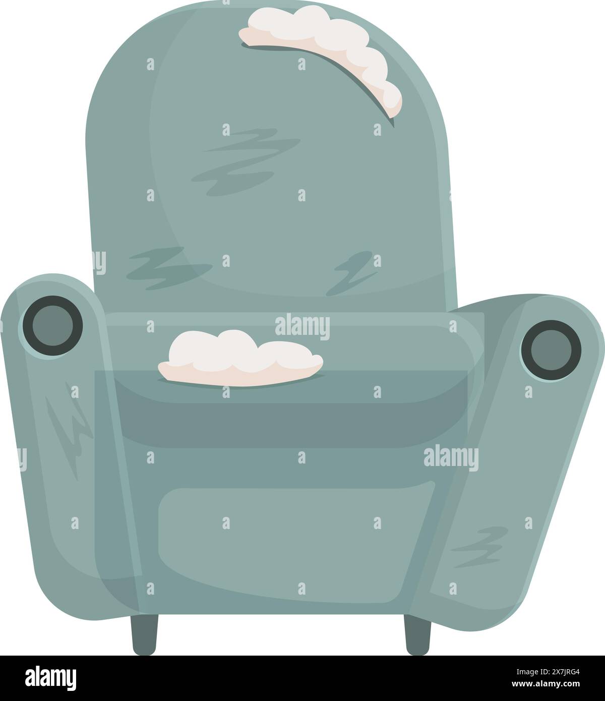 Cartoon of an old, damaged armchair with torn upholstery Stock Vector ...