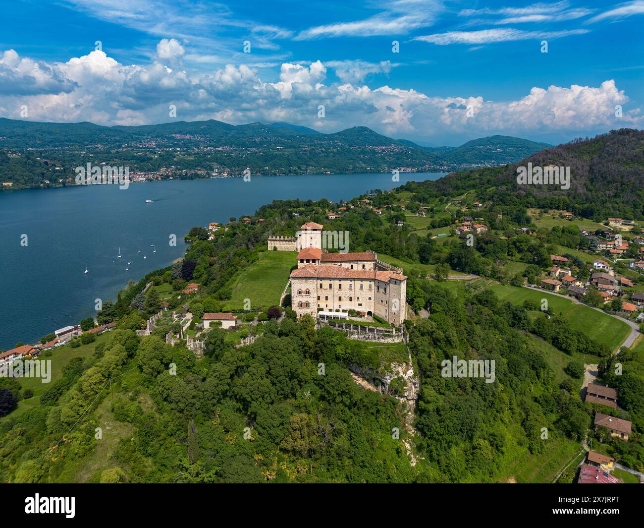 Aerial view of the Rocca the Angera fortress Stock Photo - Alamy