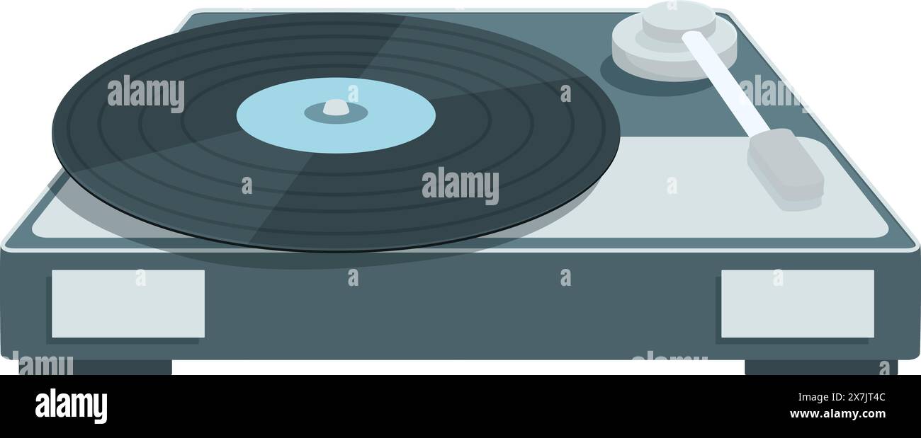 Vintage turntable illustration with retro vinyl record player. Music ...