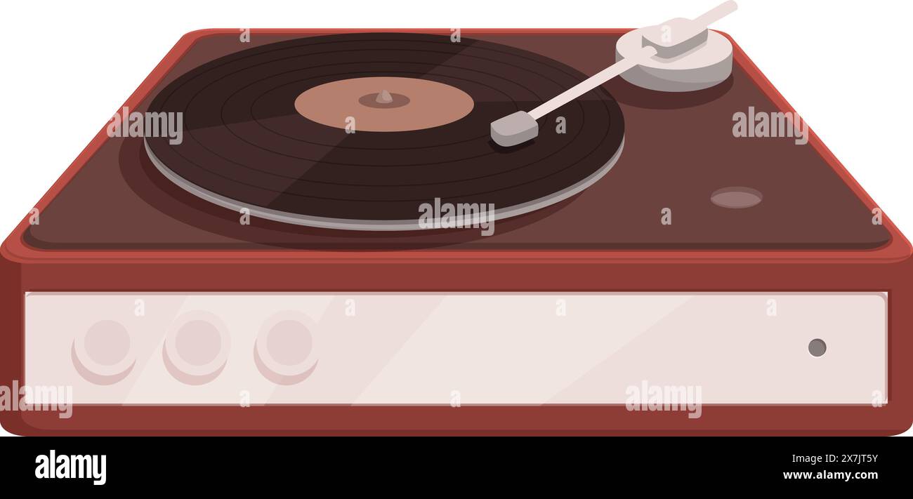 Detailed vintage record player illustration with turntable hi-res stock ...