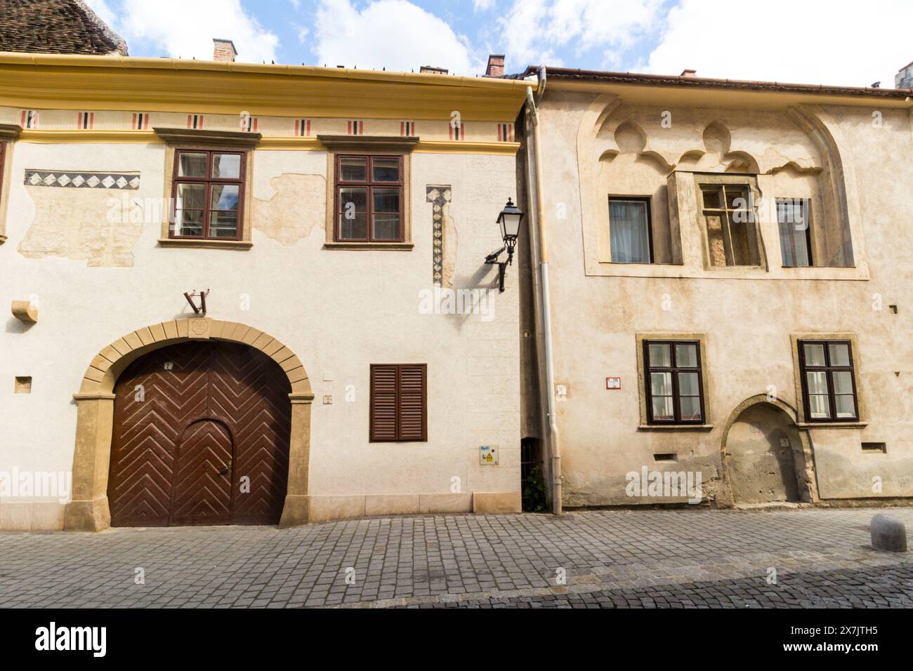 Old Baroque houses built on Medieval foundation, Templom utca, Sopron ...