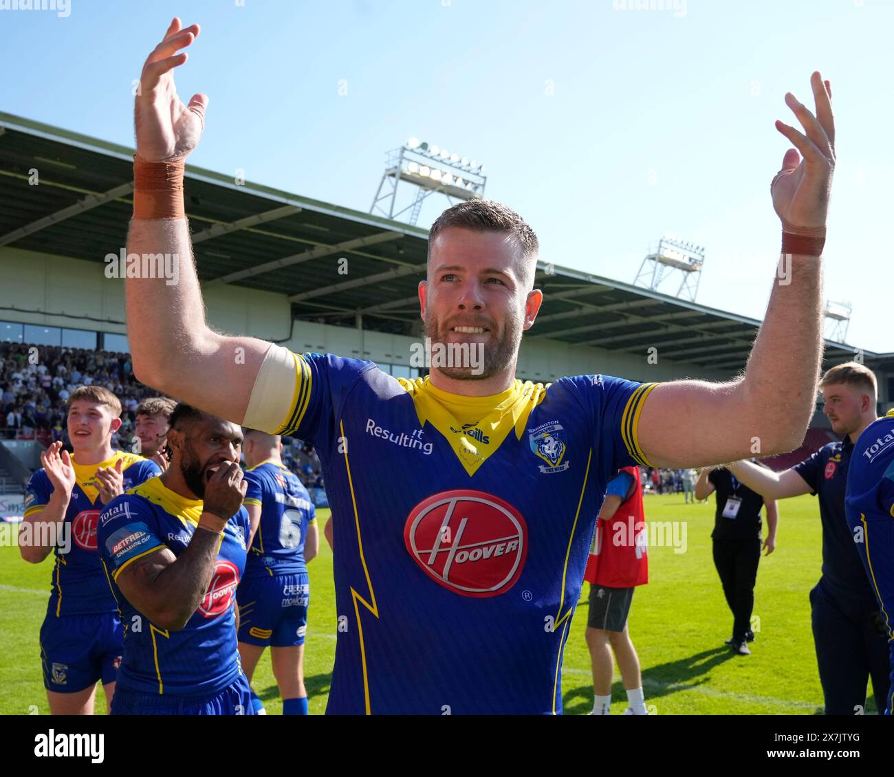 St Helens, UK. 19th May, 2024. Lachlan Fitzgibbon of Warrington Wolves ...