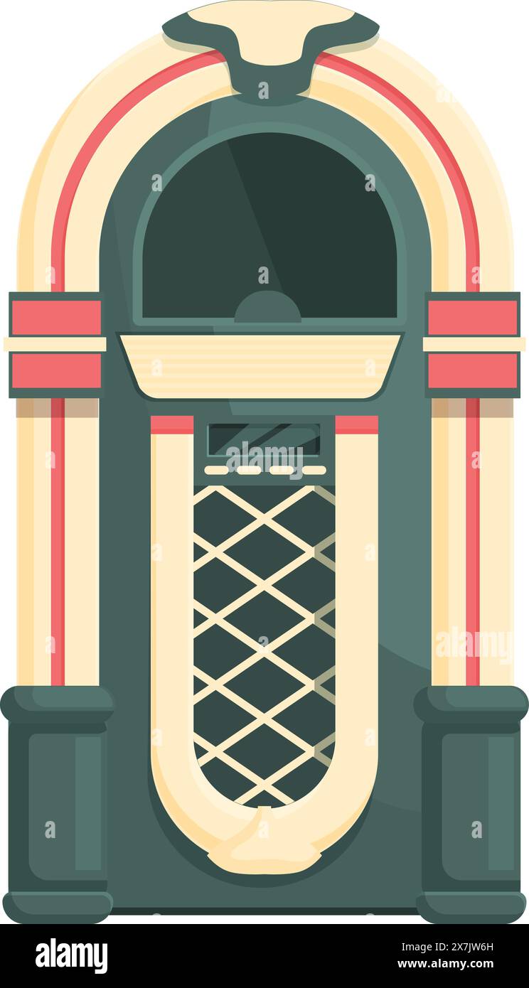Detailed and colorful vintage jukebox illustration in retro 1950s style ...