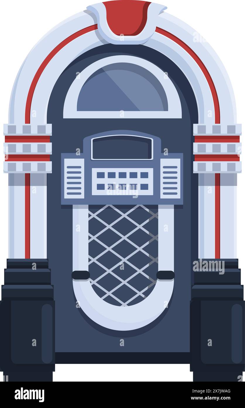 Illustration of a colorful vintage jukebox icon in retro 1950s style ...