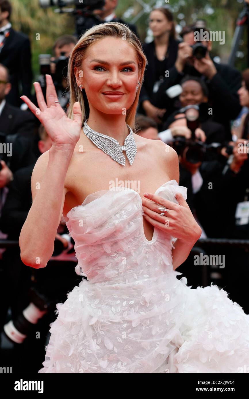 Candice Swanepoel poses at the premiere of 'The Apprentice' during the ...