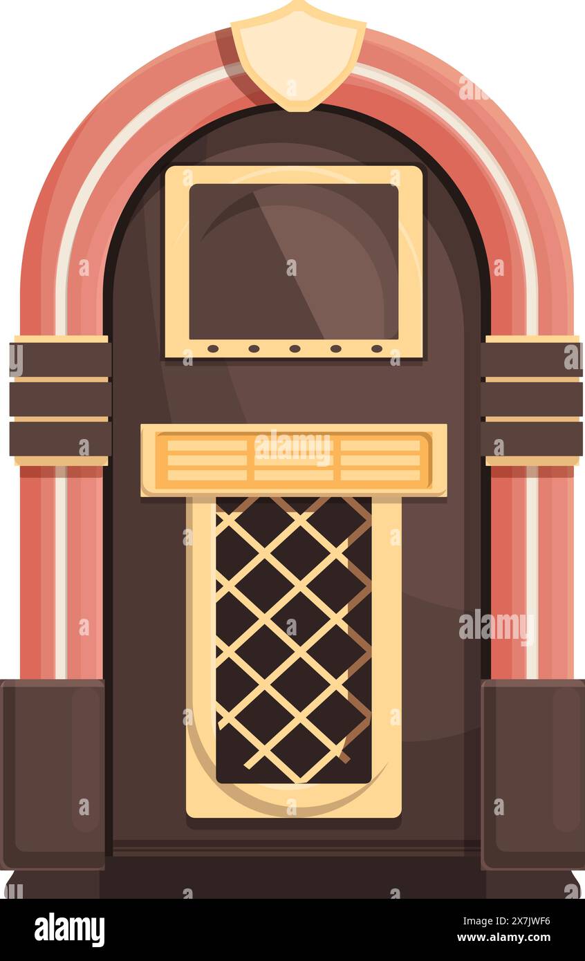 Detailed vintage jukebox vector illustration with colorful retro 1950s ...