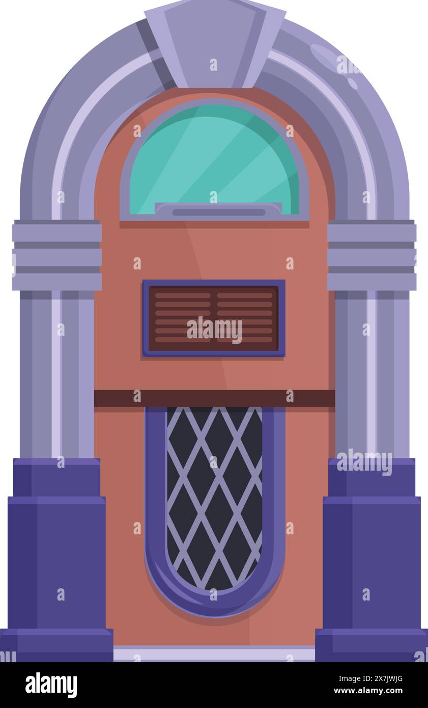 Nostalgic vintage jukebox cartoon illustration in retro style with ...