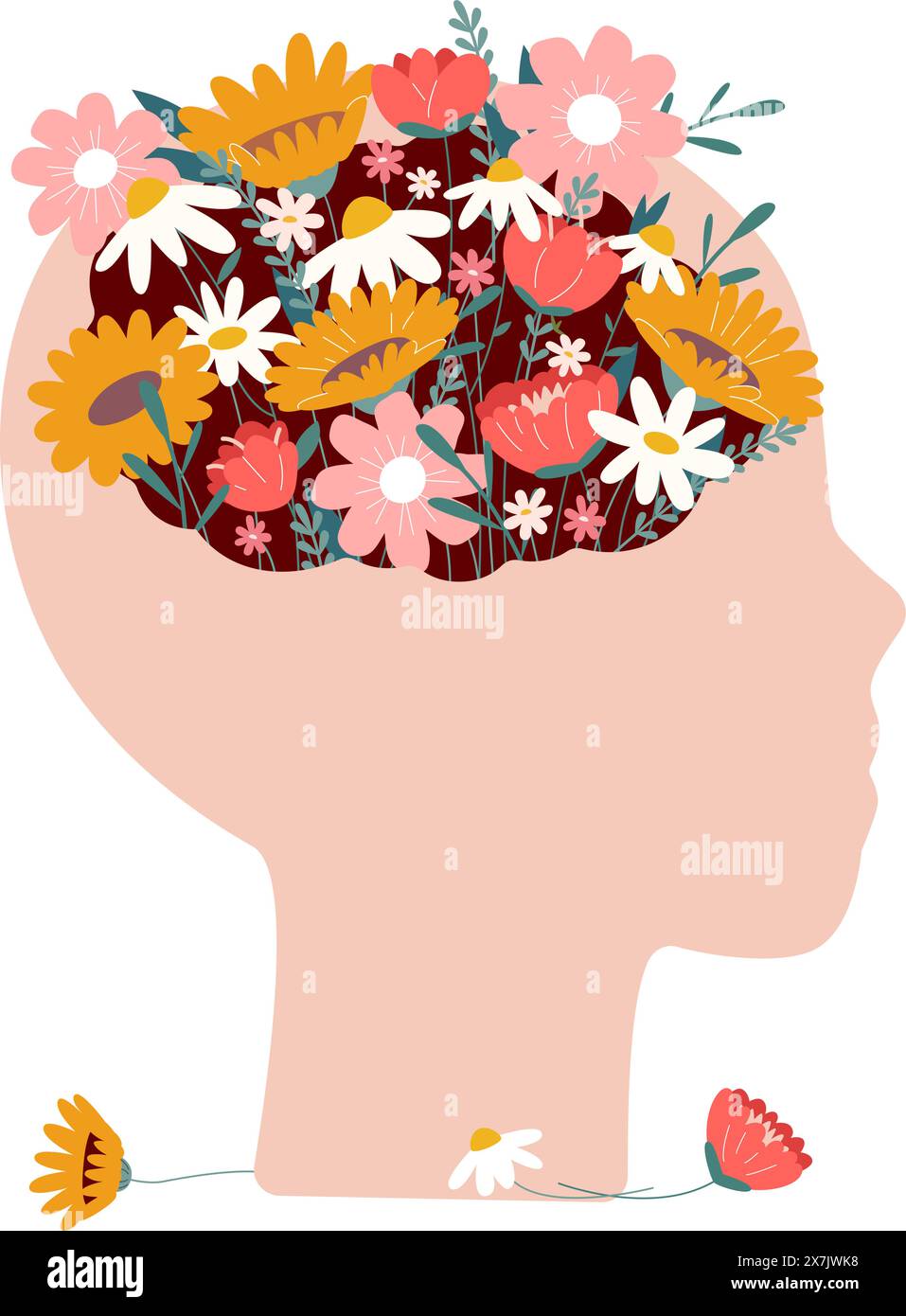 Healthy mind and brain. Mental healthcare metaphor, human face ...