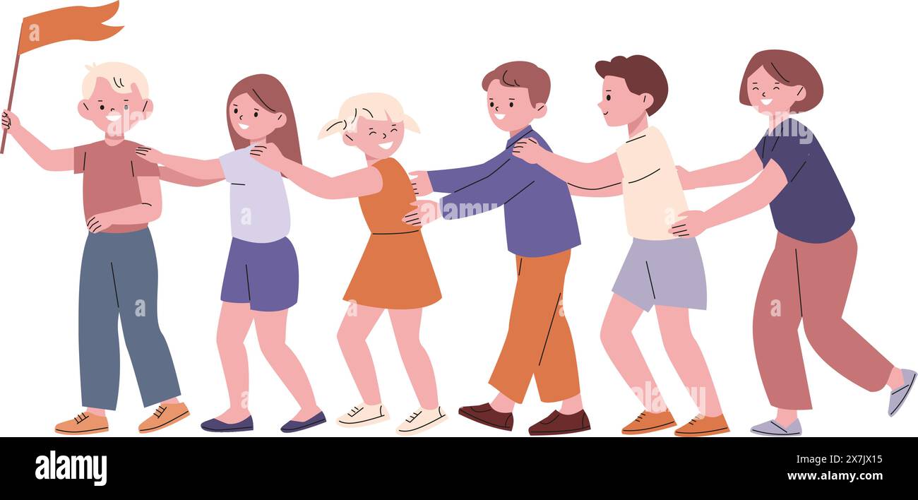 Children playing train. Cute little kids play connecting game ...