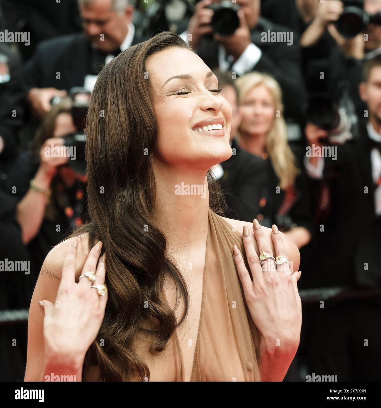Cannes, France. 20th May, 2024. Bella Hadid photographed on the Red ...
