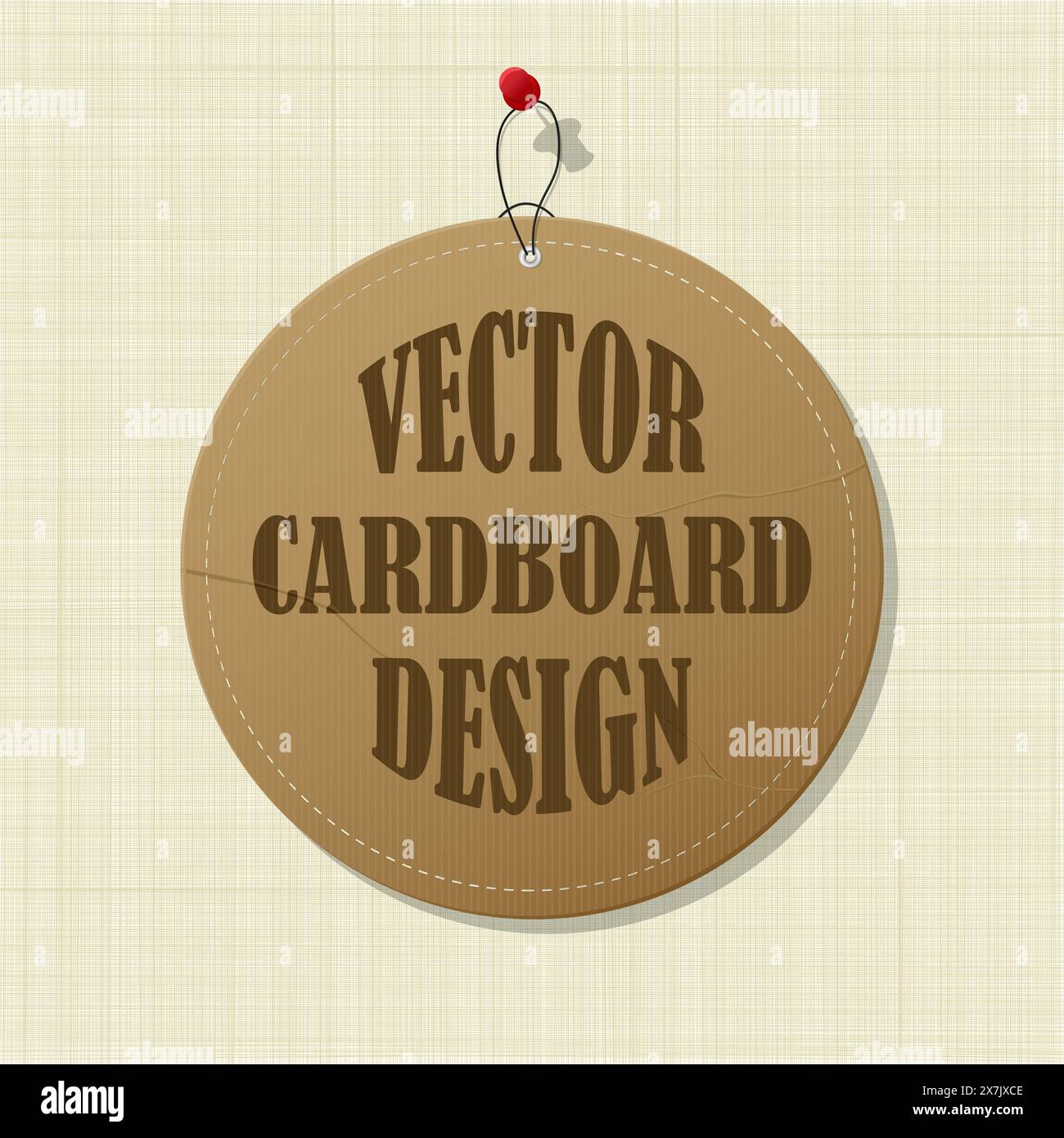 Editable cardboard label pinned over canvas, copy space vector template ...