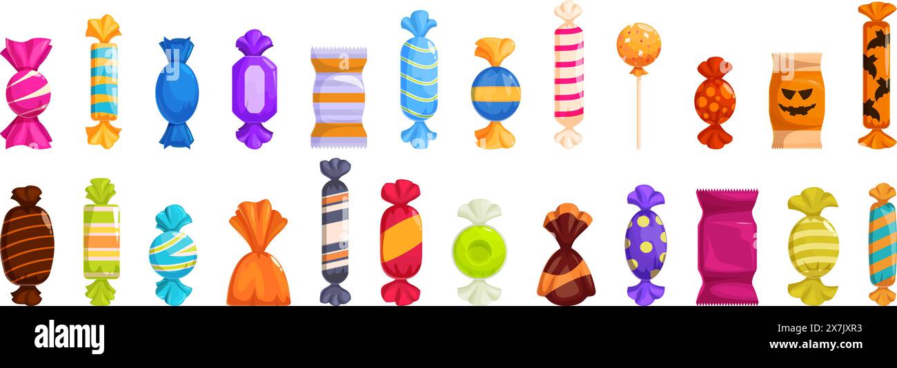 Candy wrappers vector. A bunch of candy with a variety of colors and ...