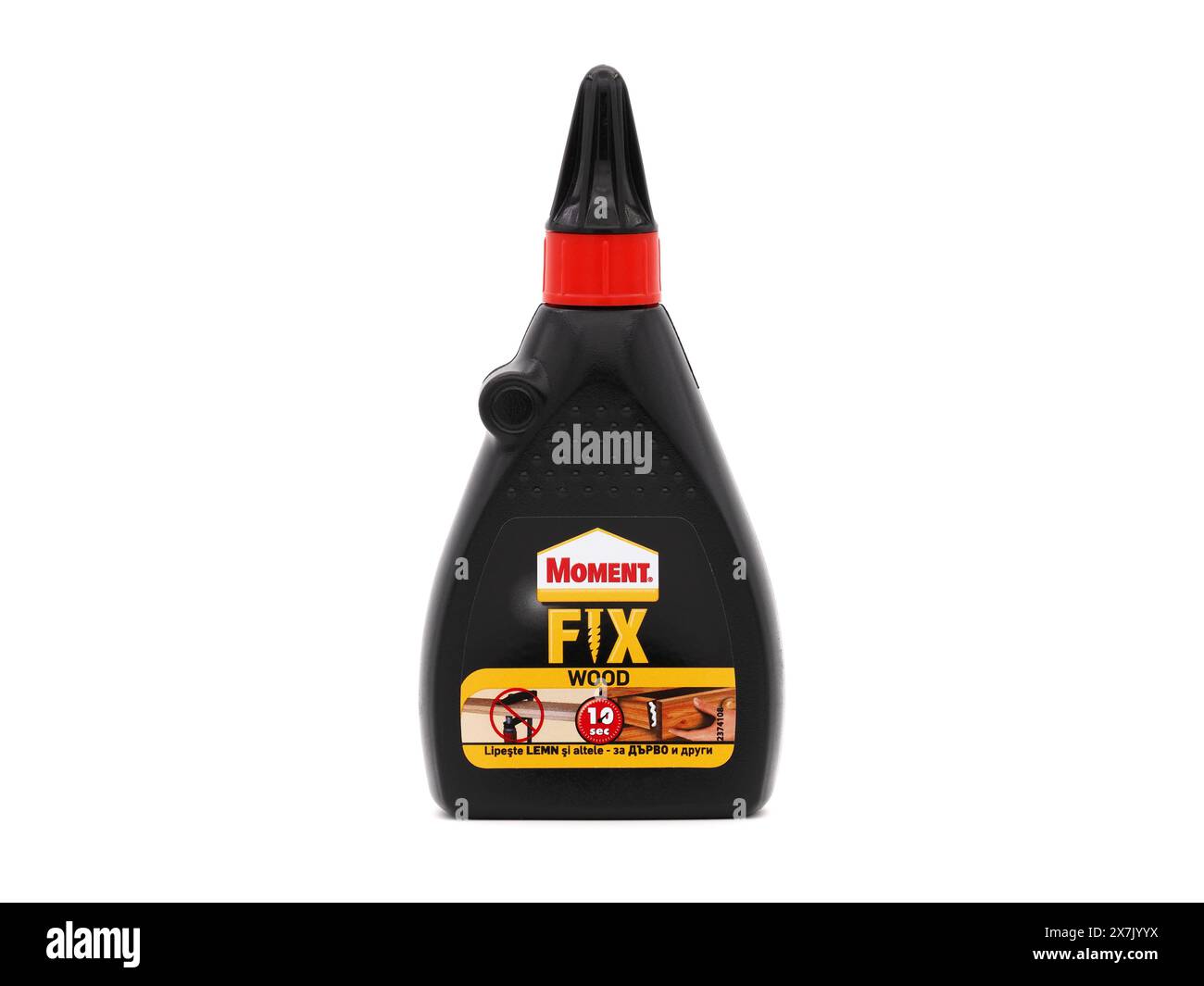 BUCHAREST, ROMANIA - AUGUST 21, 2020. Moment Fix Wood adhesive isolated ...