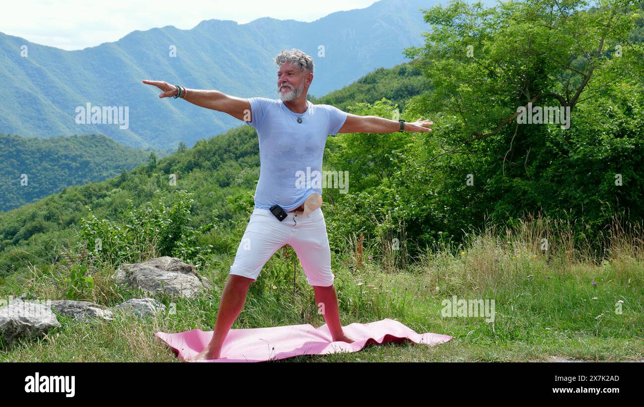 A sick old gray-haired man with diabetes and colon cancer with a ...