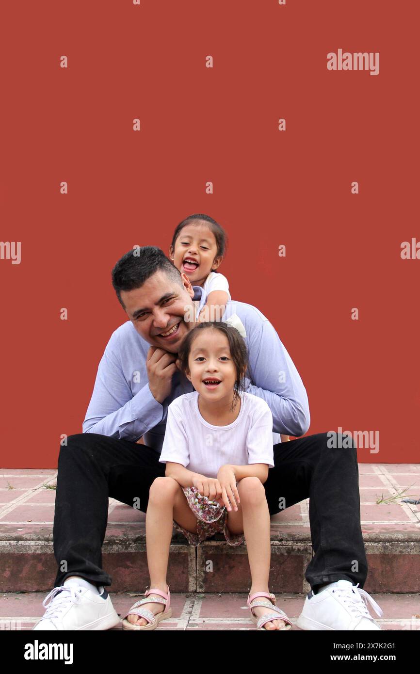 Divorced single dad spends time with his two young brunette Latina ...