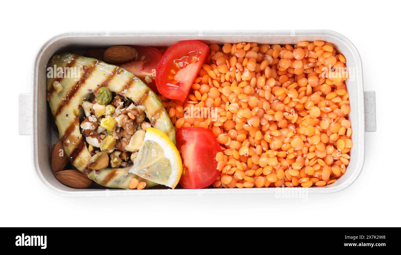 Healthy products high in vegetable fats isolated on white, top view ...