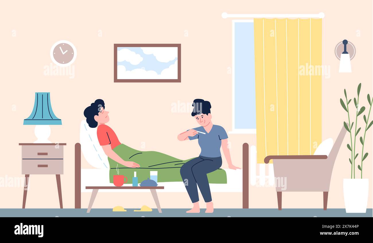 Couple sick sofa Stock Vector Images - Alamy