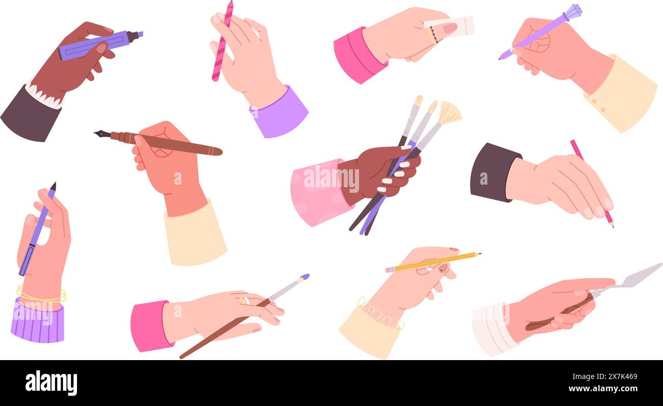 Female painter different brushes Stock Vector Images - Alamy