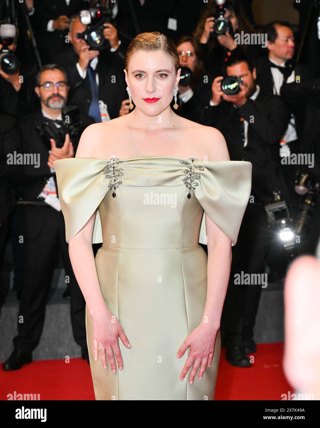 Cannes, 77th Cannes Film Festival 2024, red carpet film "The Shrouds" In the photo: Greta Gerwig ...