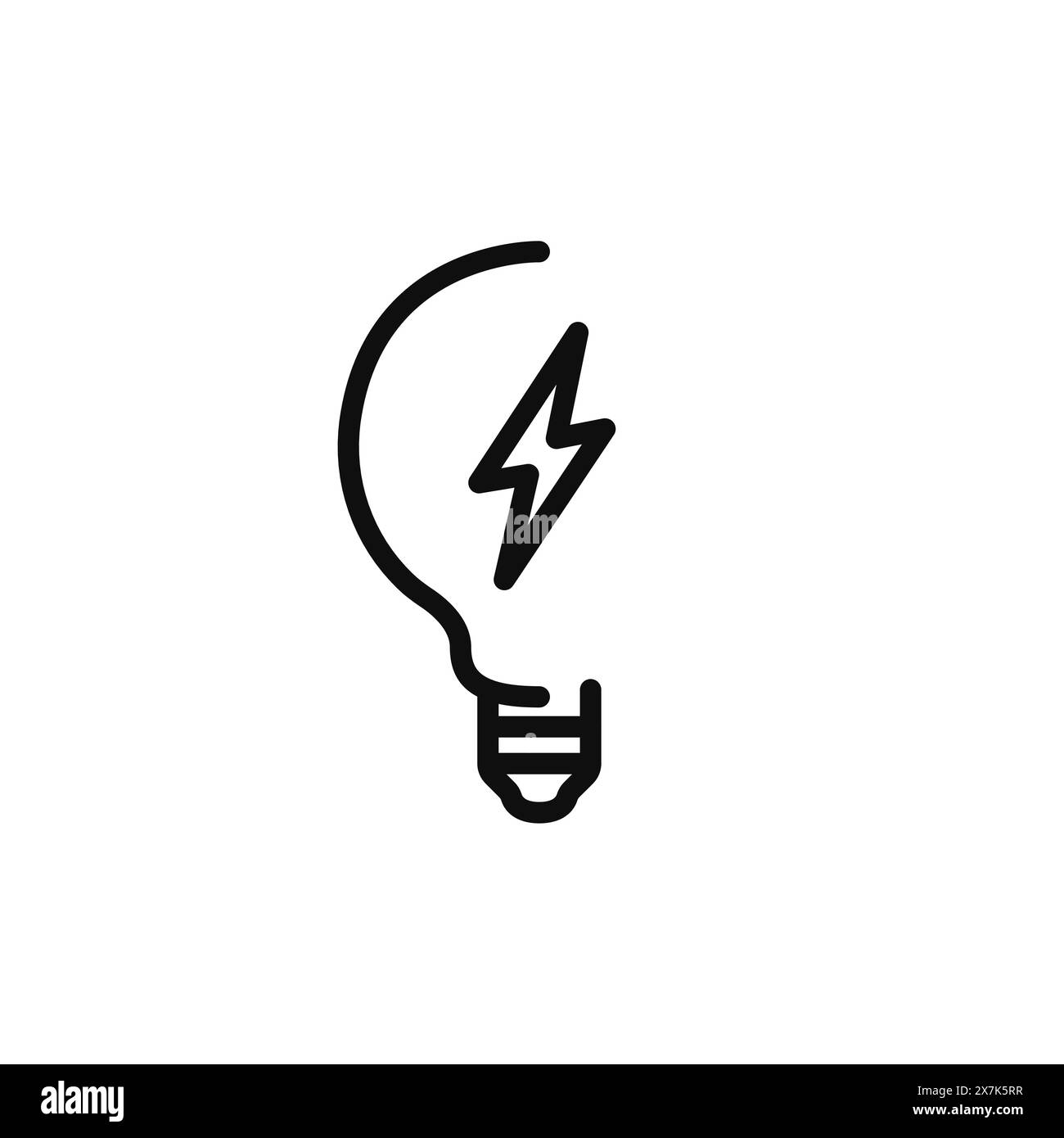 Light bulb with lightning vector. Edit idea linear icon. Electric light ...