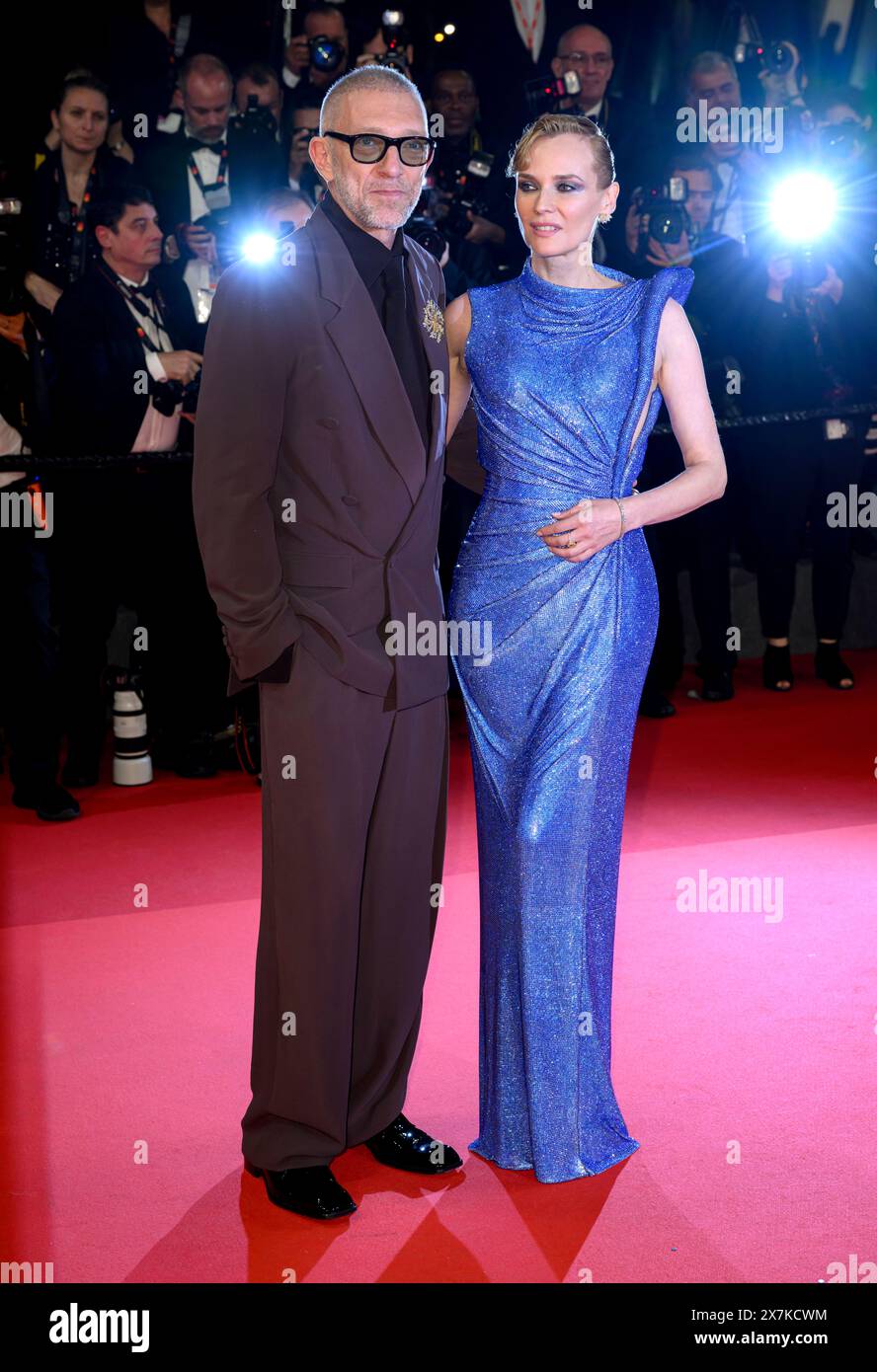 Cannes, France. May 20th, 2024. Vincent Cassel and Diane Kruger arriving at The Shrouds premiere ...