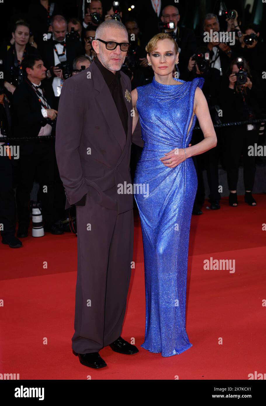Cannes, France. May 20th, 2024. Vincent Cassel and Diane Kruger arriving at The Shrouds premiere ...