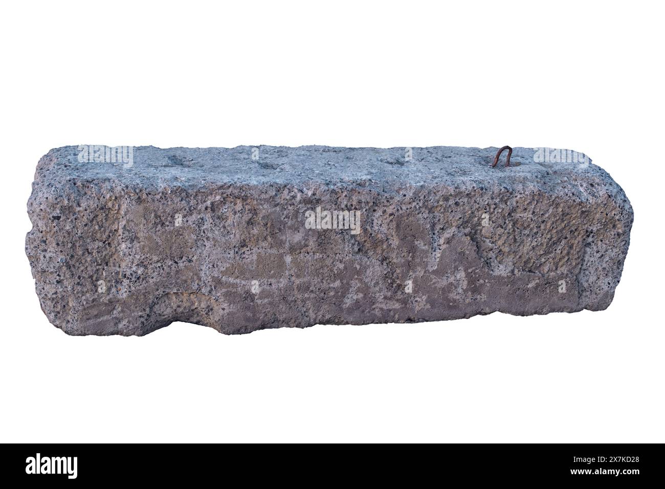 Reinforced concrete foundation block isolate on a white background ...