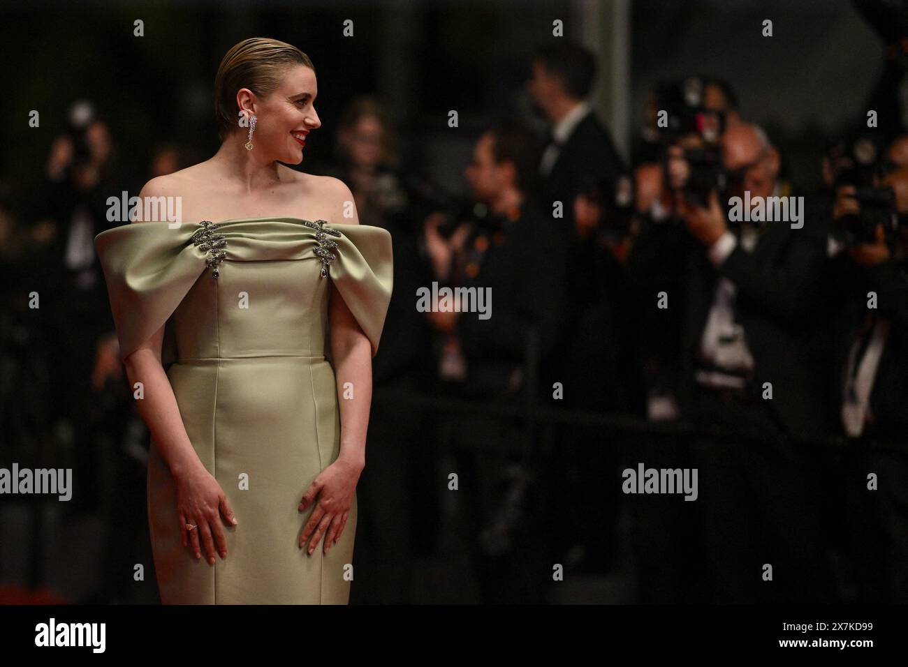 Greta Gerwig at the premiere of the movie The Shrouds during the 77th Cannes Film Festival in ...