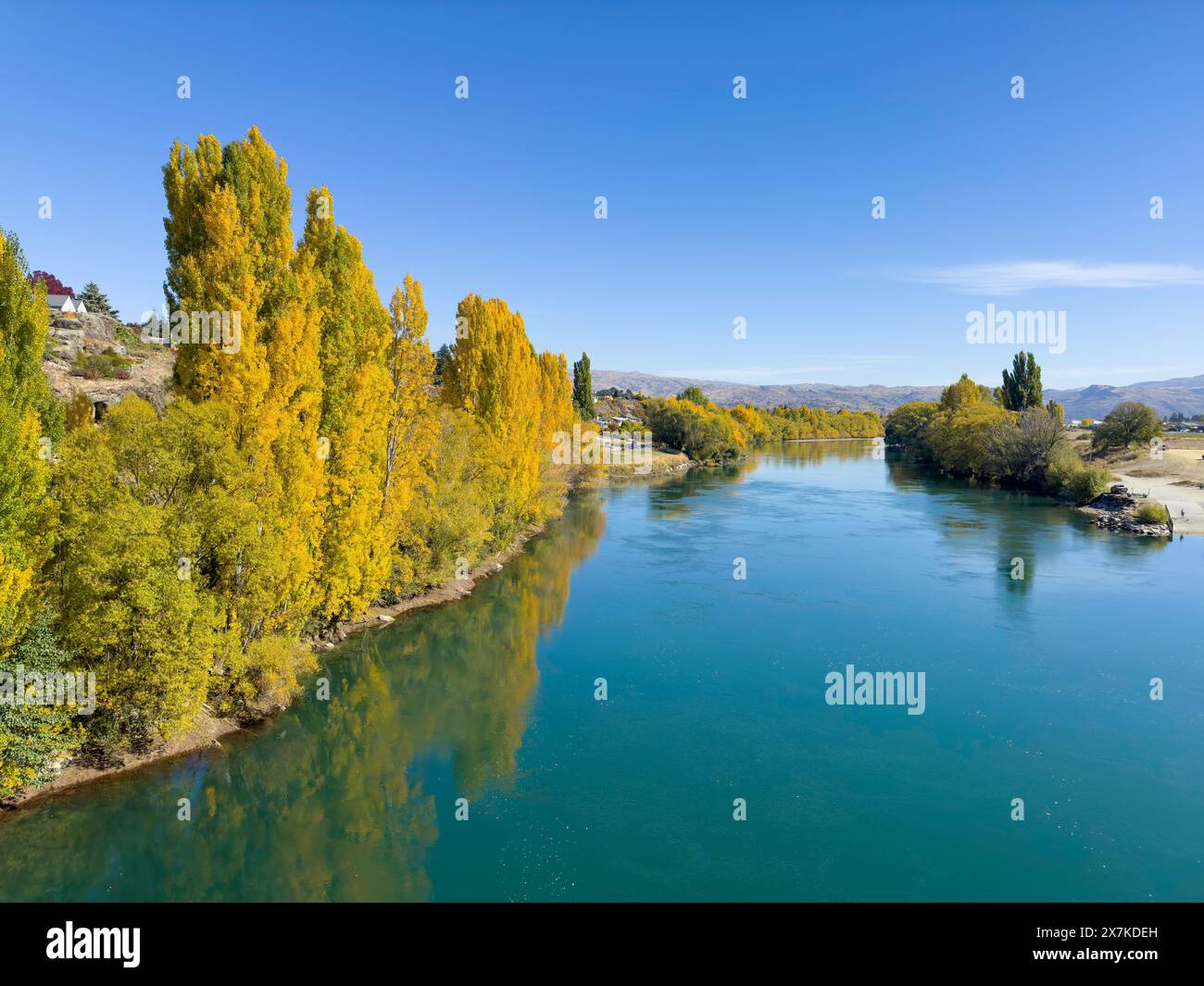 River Clutha from Alexandra Truss Arch Bridge in autumn, Alexandra ...