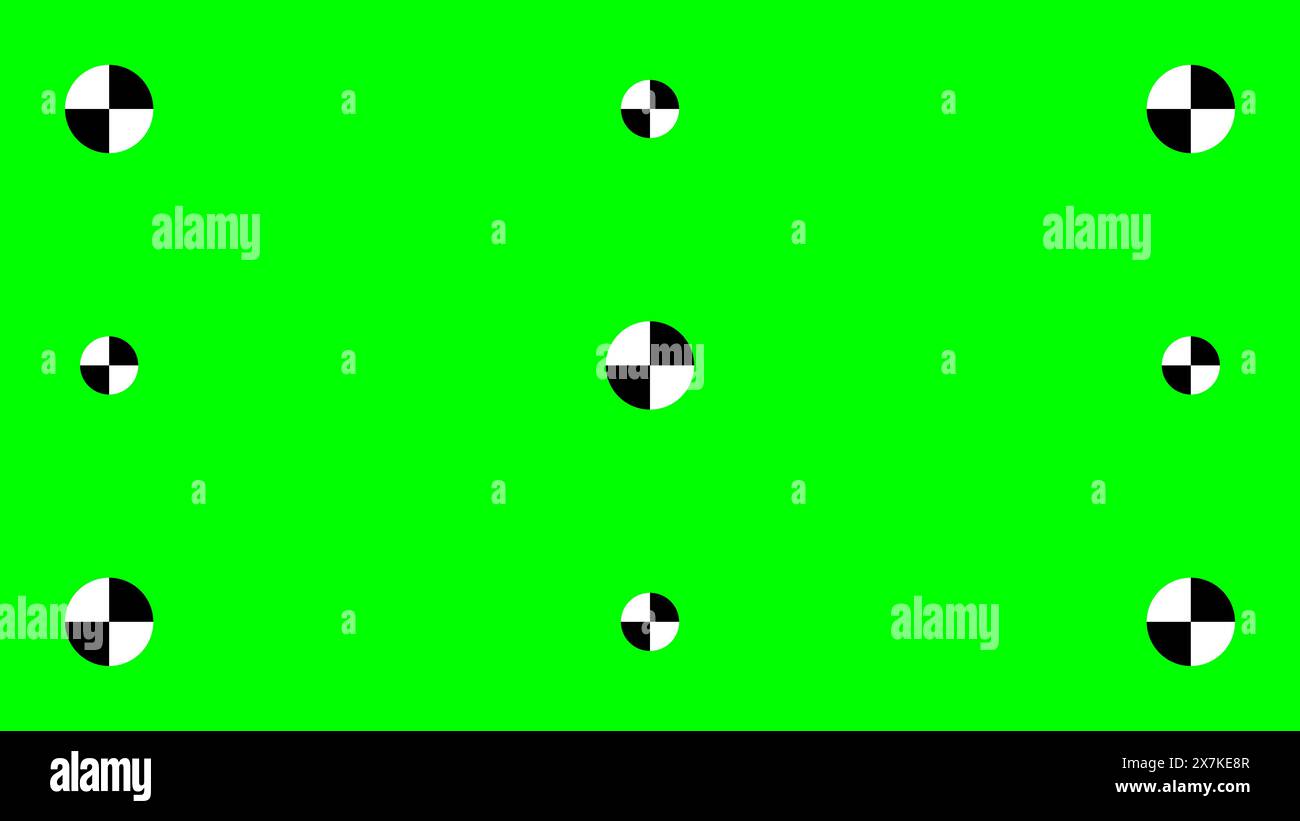 Green screen template with tracking marks. Chromakey technique. Studio ...