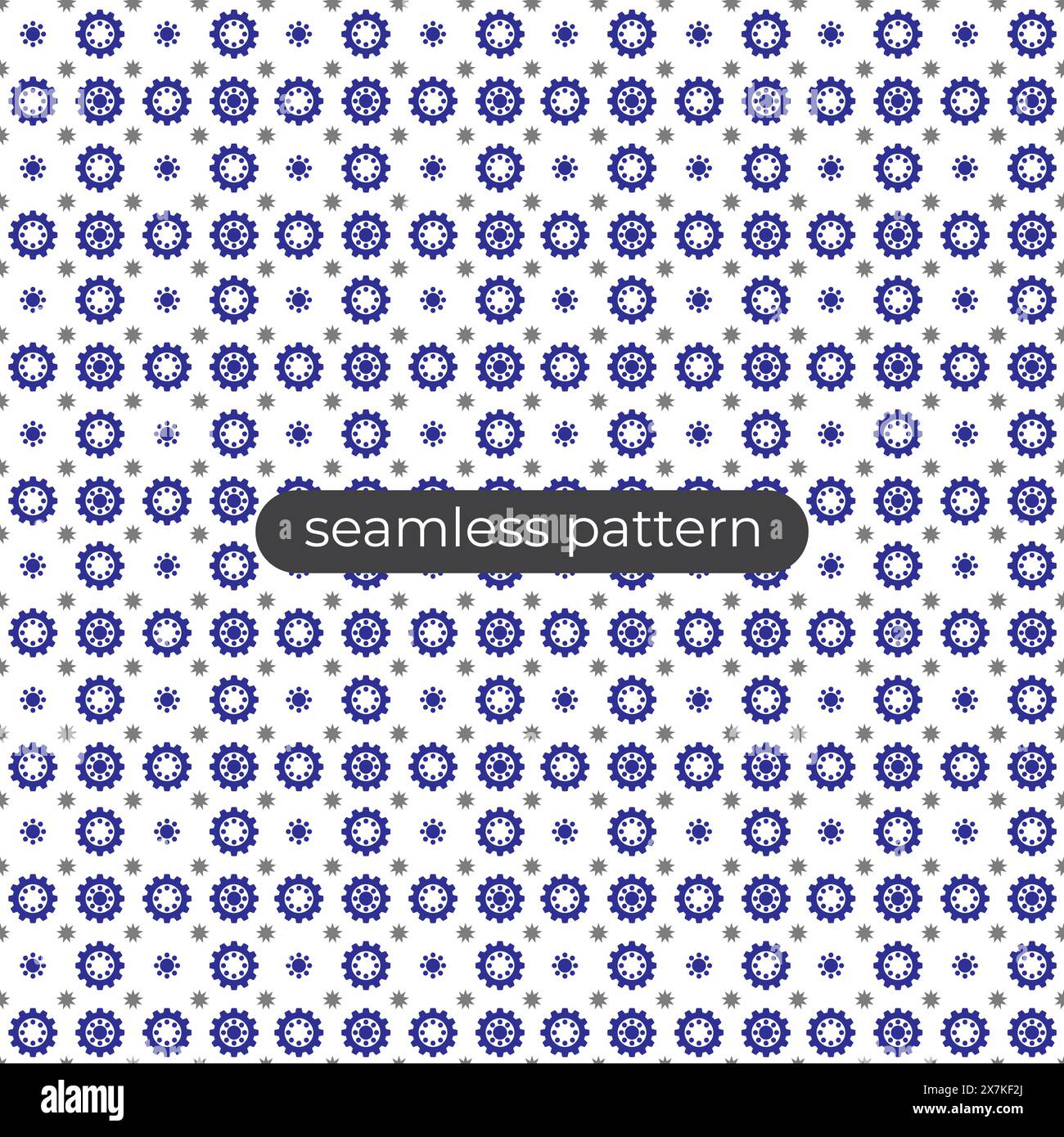 Vector gear and bearing pattern design background with seamless patern ...
