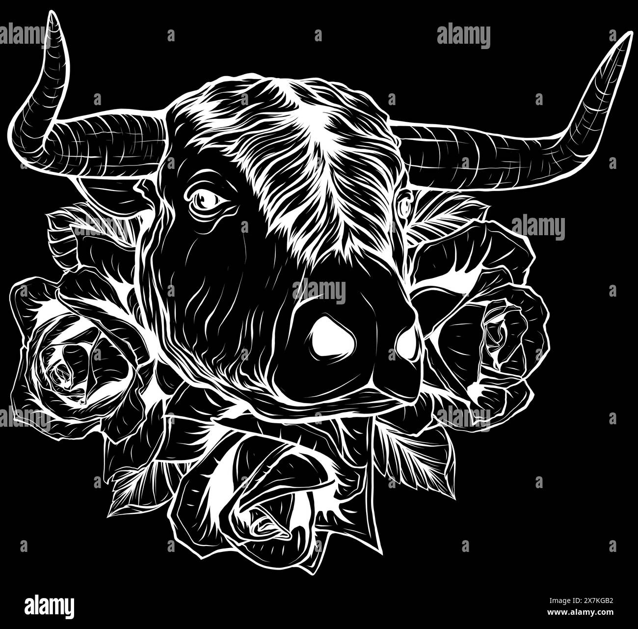 Cow skull on farm Stock Vector Images - Alamy