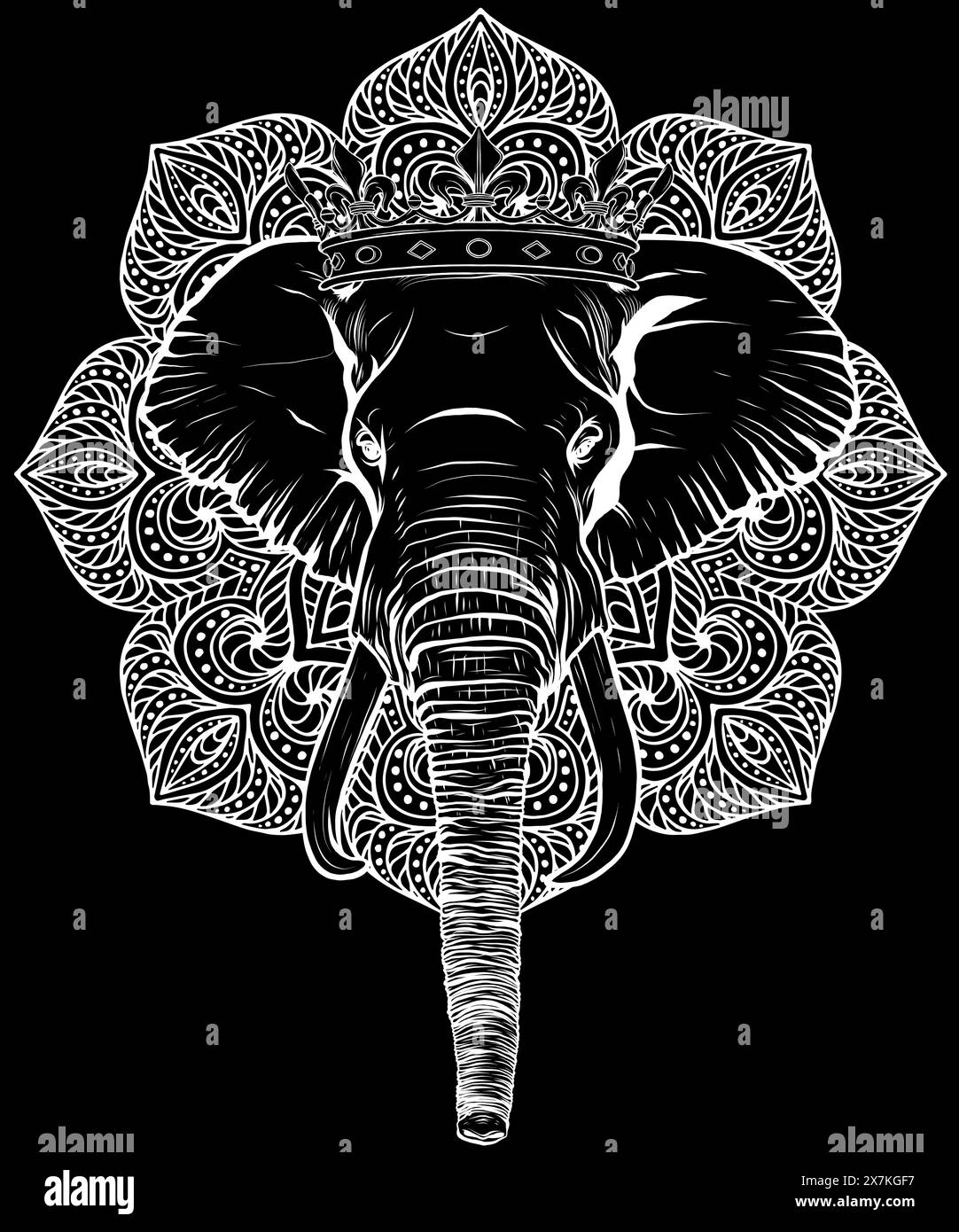 Elephant head outline on Black and White Stock Photos & Images - Alamy