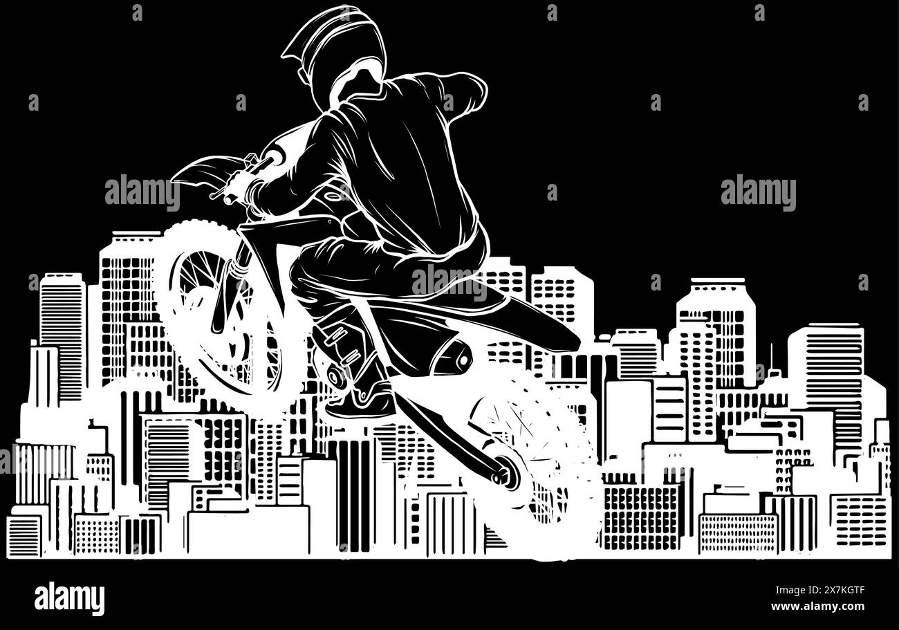 Dirt bike black an white drawing hi-res stock photography and images ...