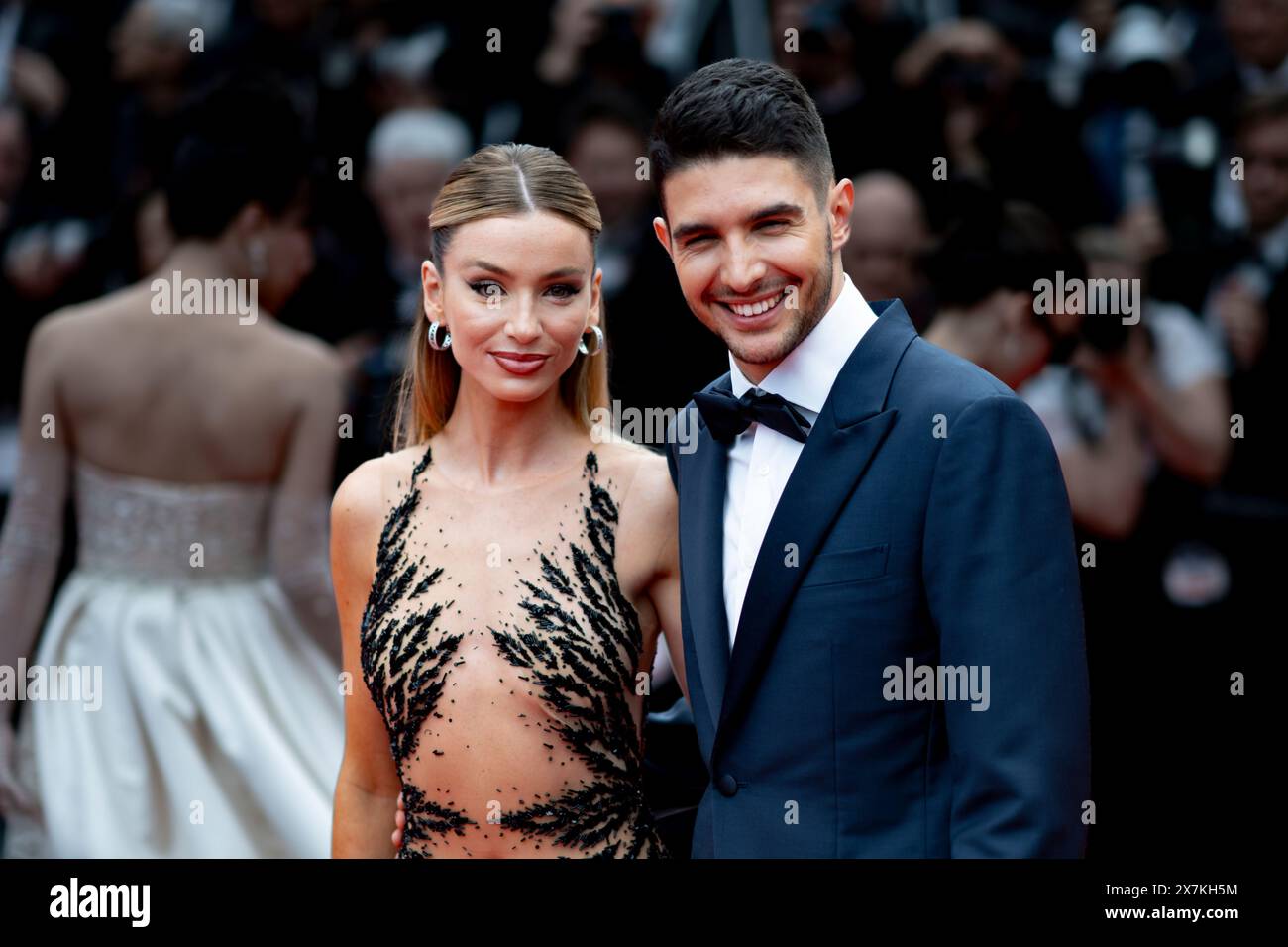 Cannes, France. 20th May, 2024. Flavy Barla and Esteban Ocon attends ...