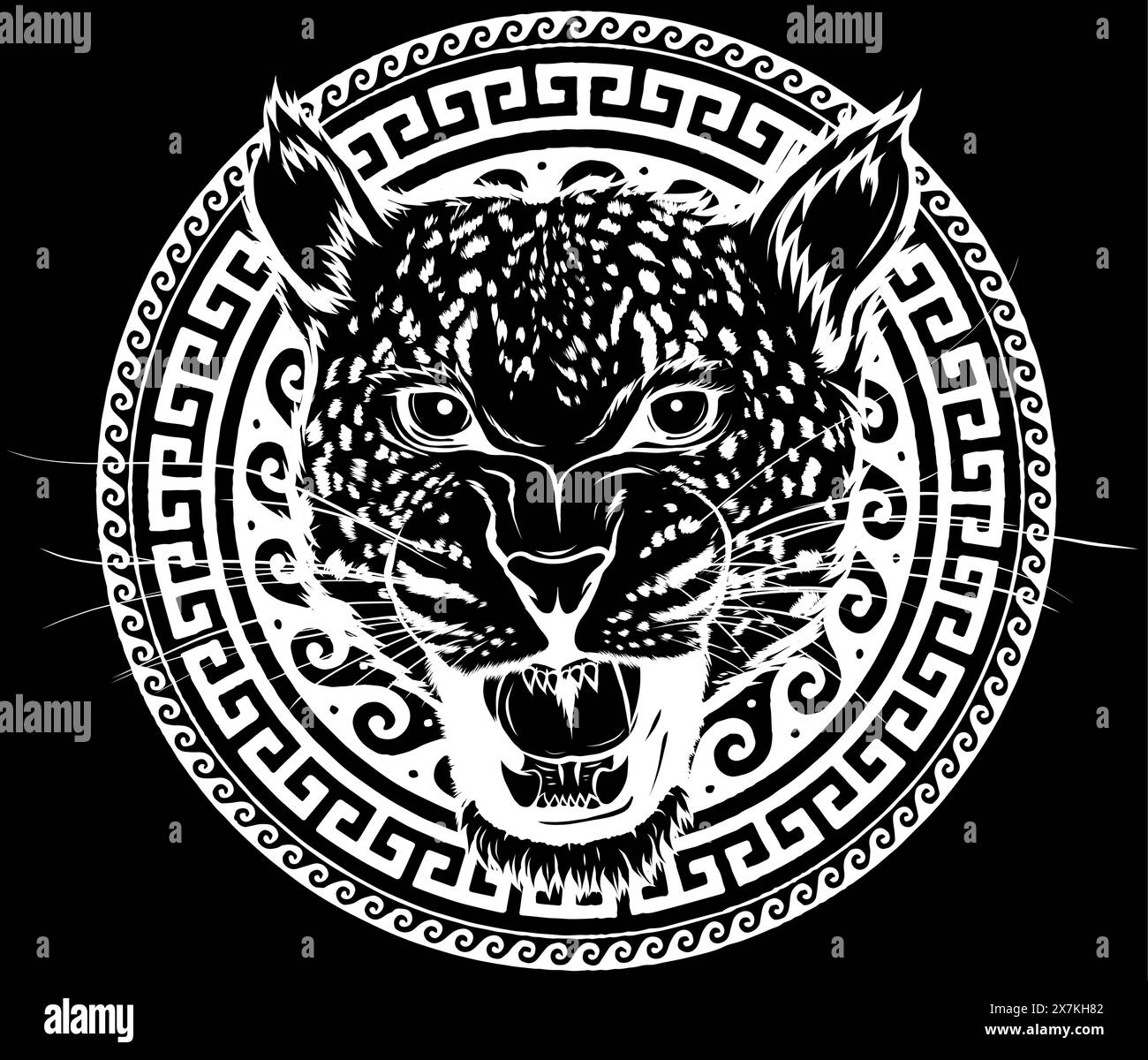 leopard head in black and white outline Stock Vector Image & Art - Alamy