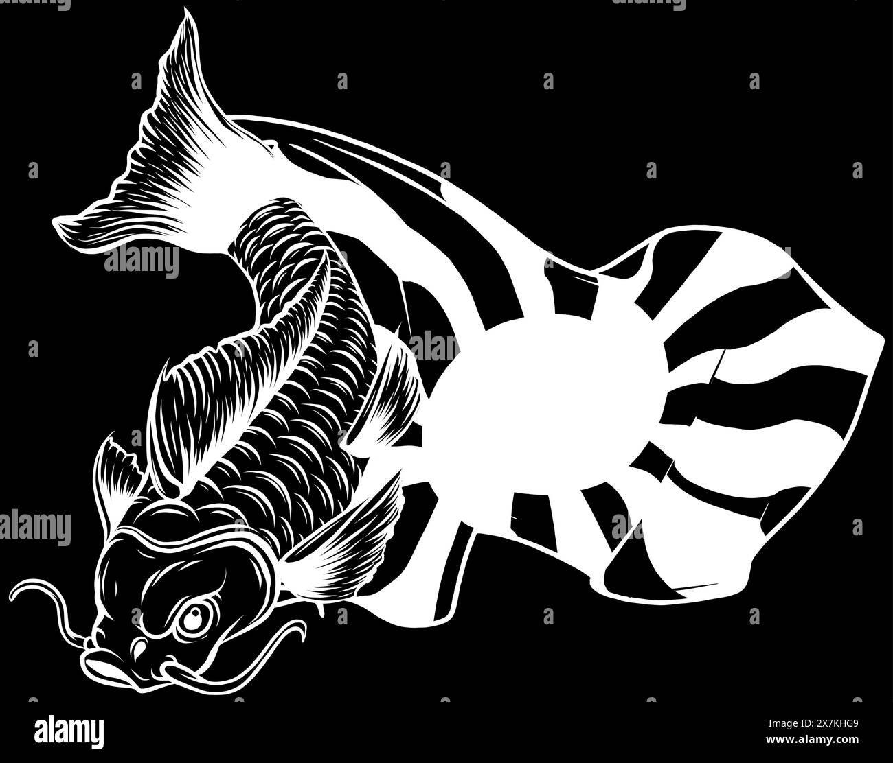 vector illustration of outline Carp fish design Stock Vector Image ...