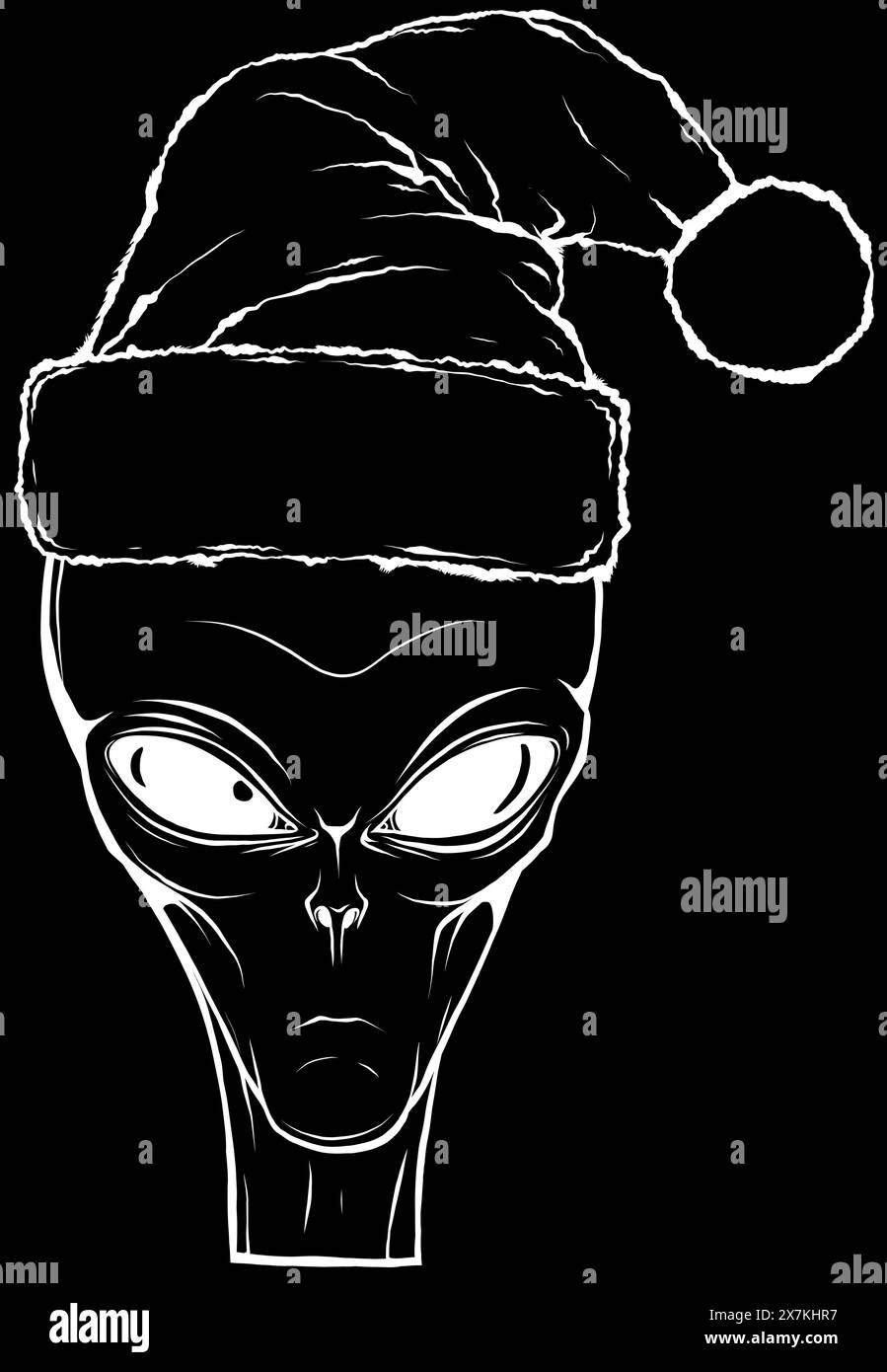 alien head in white line on black background Stock Vector Image & Art ...