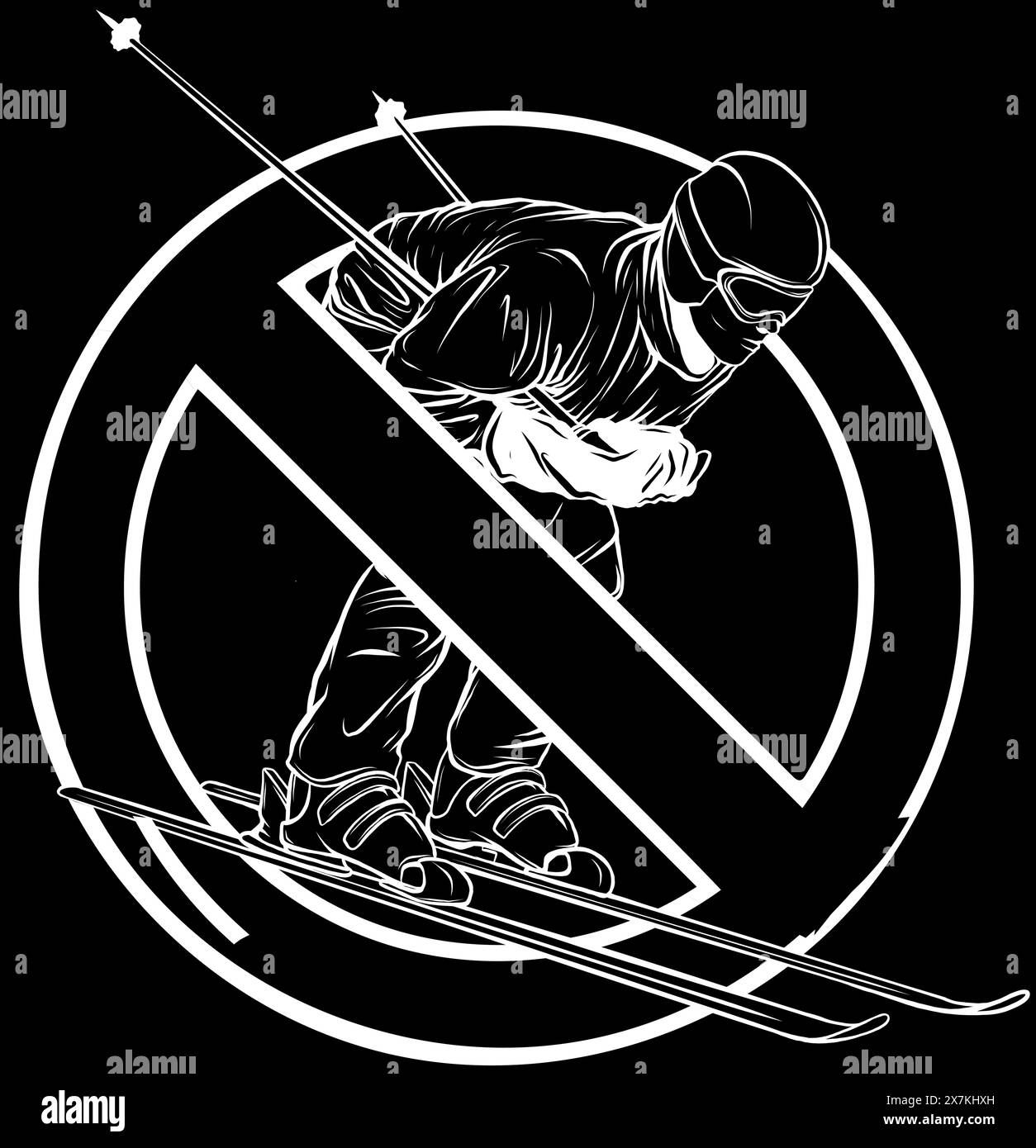 vector illustration of skiern in black outline Stock Vector Image & Art ...