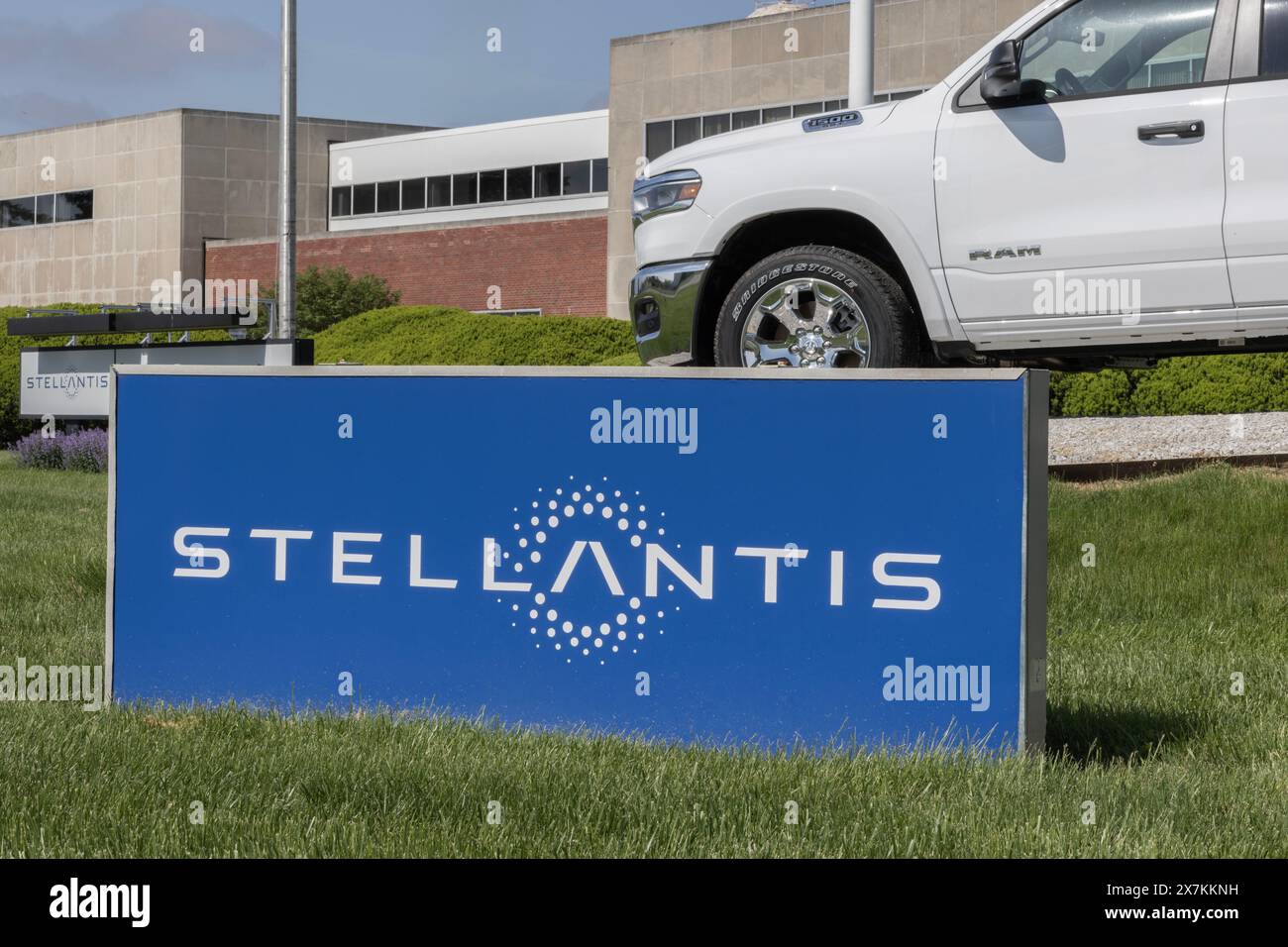 Kokomo - May 5, 2024: Stellantis Transmission plant. Ram 1500 display ...