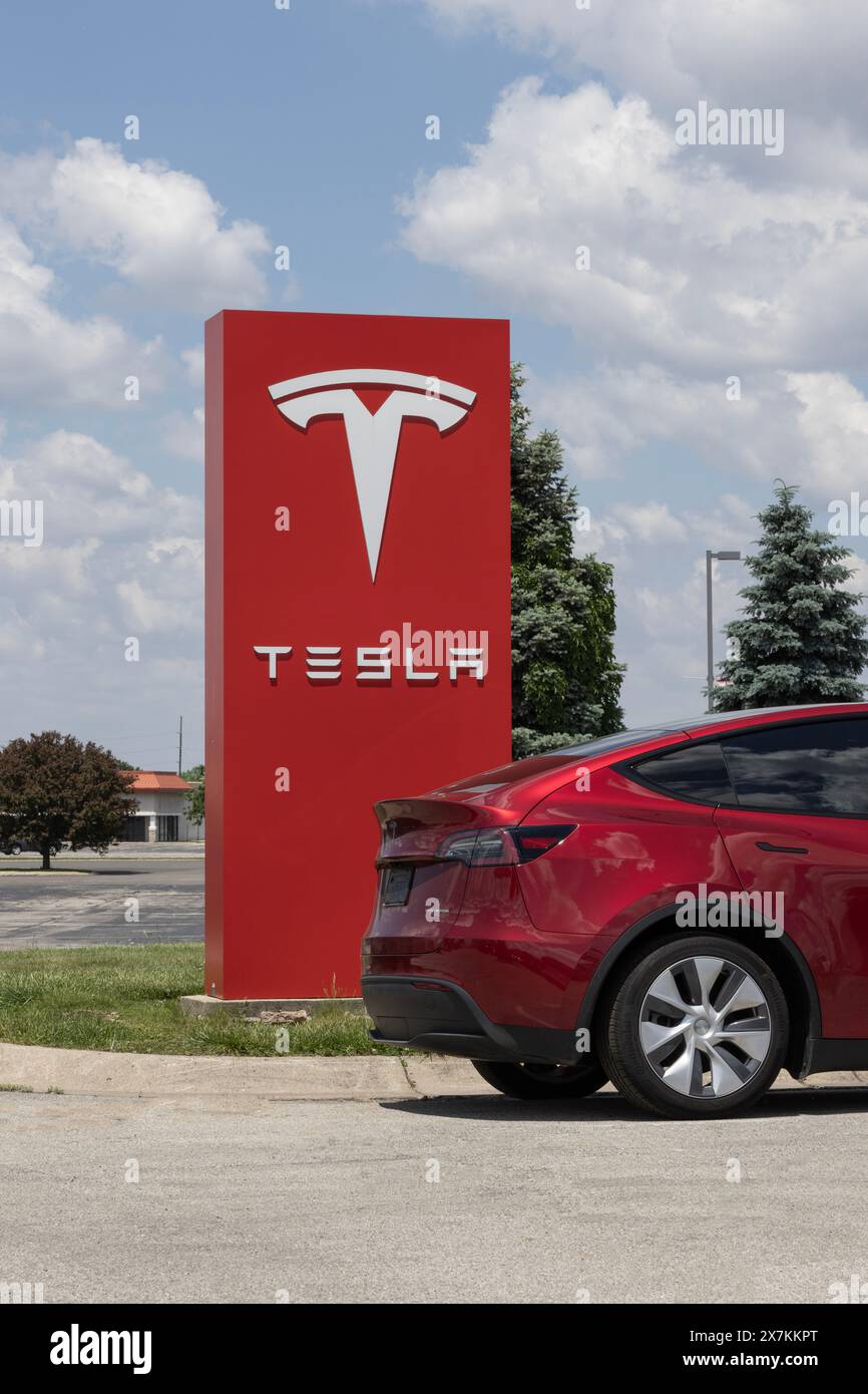 Indianapolis - May 19, 2024: Tesla EV electric vehicles on display ...