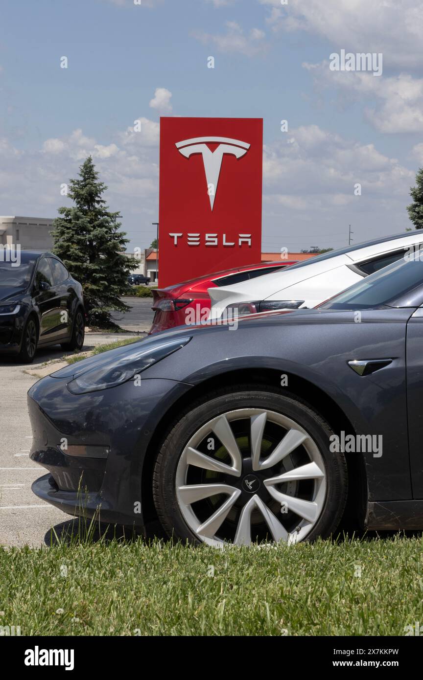 Indianapolis - May 19, 2024: Tesla EV electric vehicles on display ...