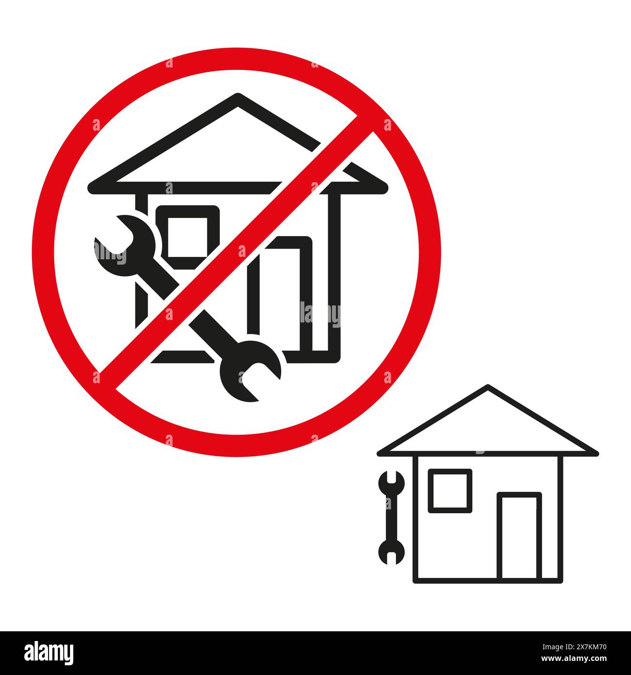 No repair work allowed sign. Prohibited construction symbol. Vector ...