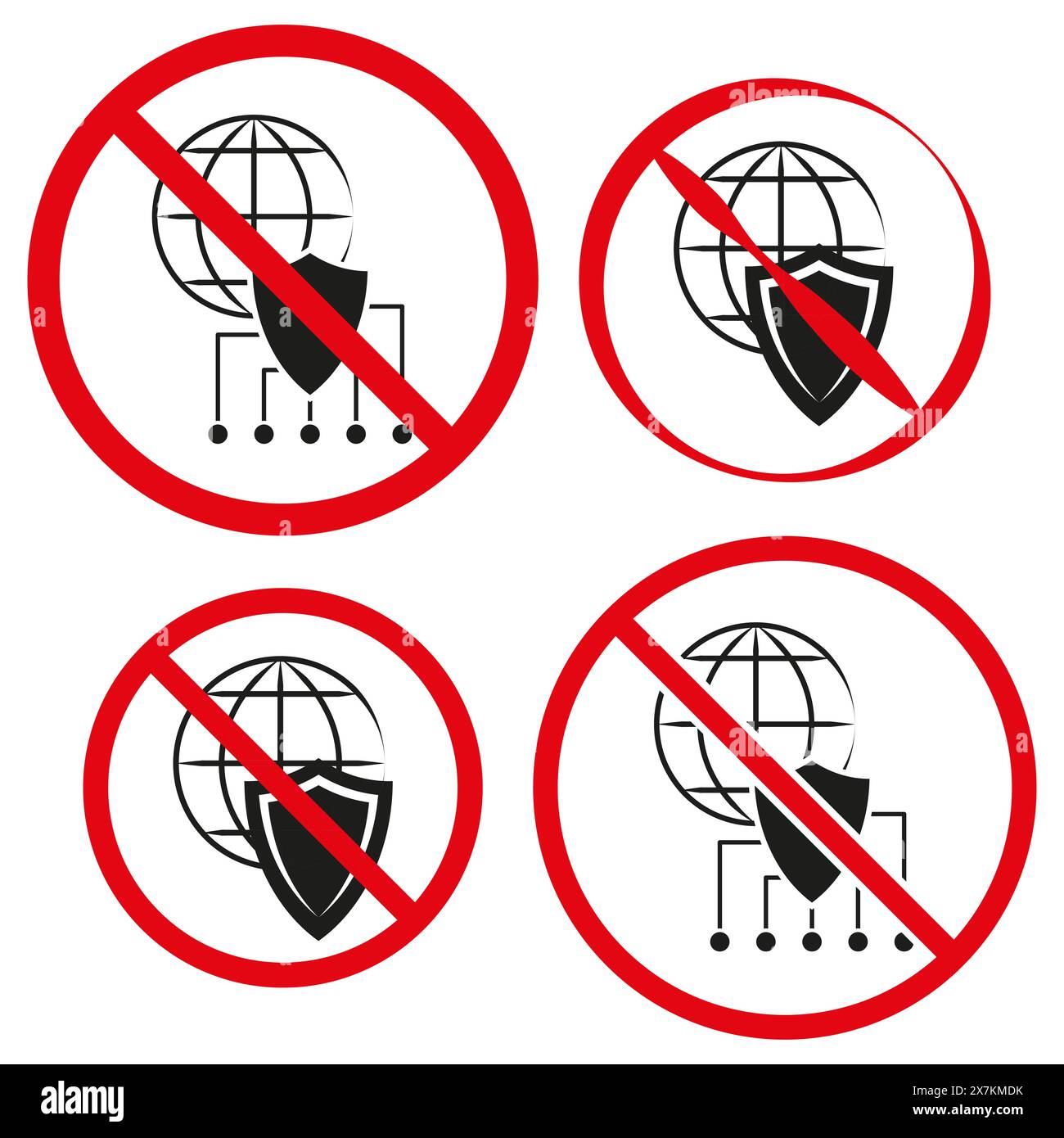 No global access. Red prohibition sign. Vector network security icon ...