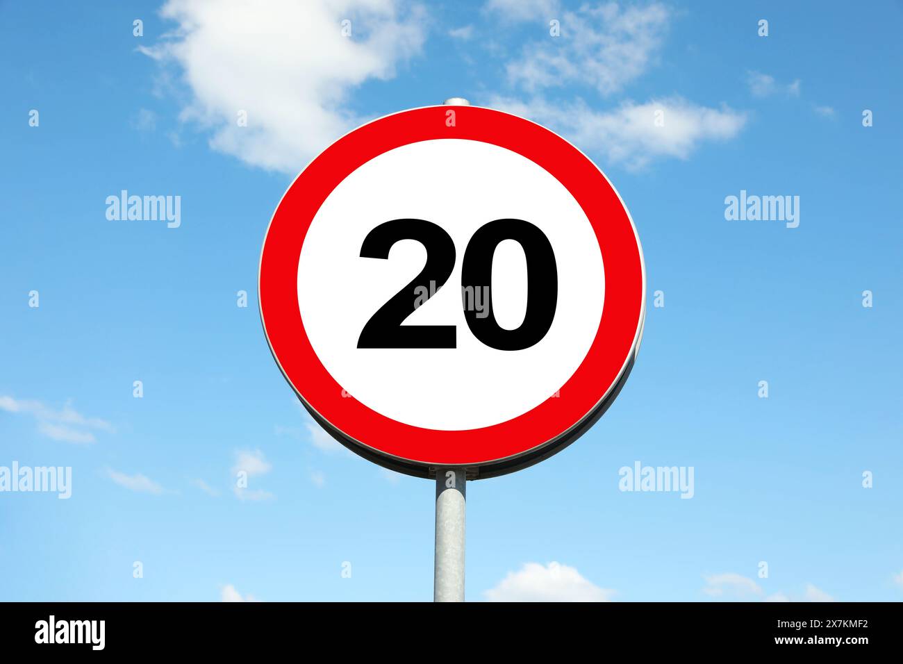 Road sign Maximum speed limit against blue sky Stock Photo - Alamy