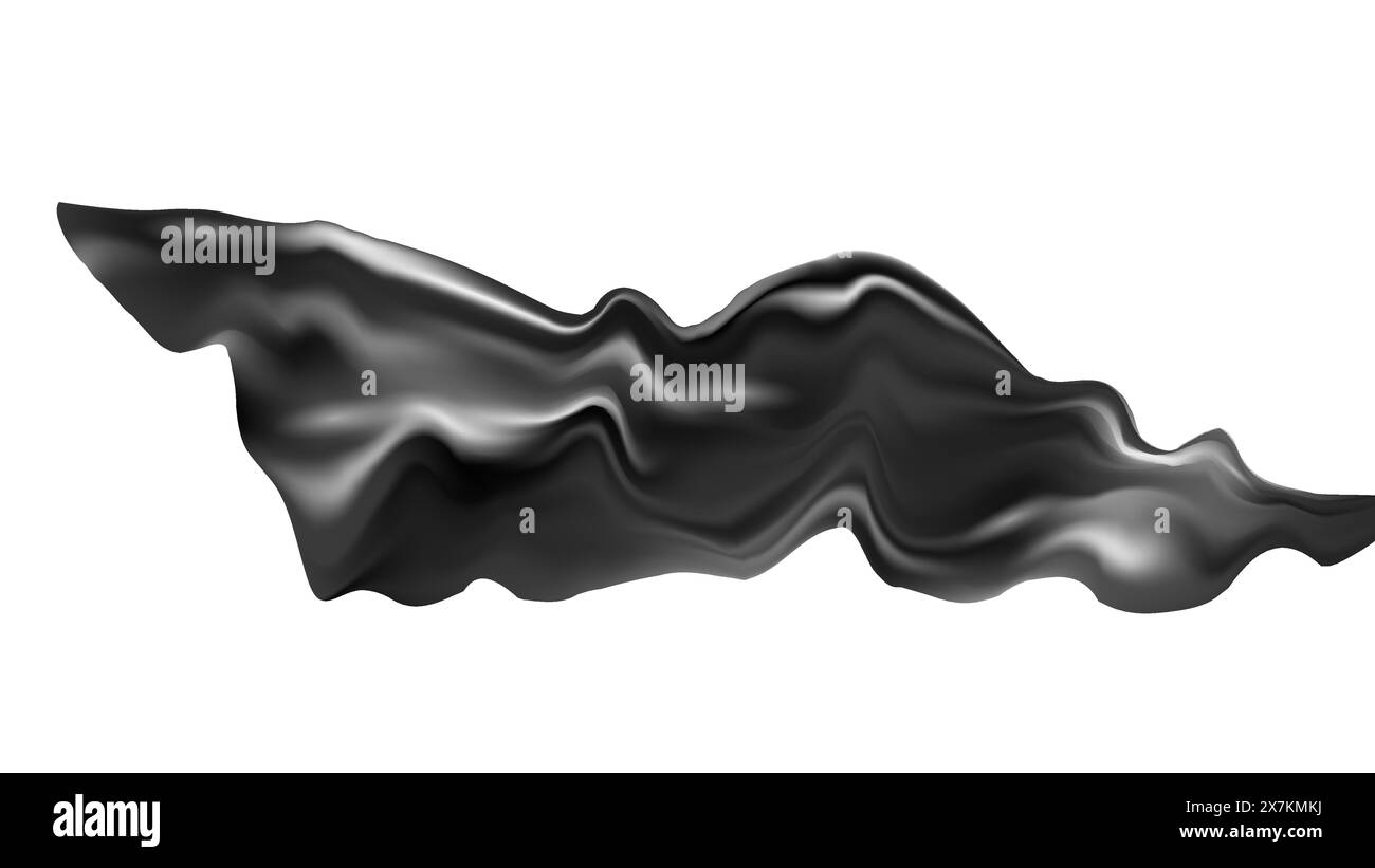 3d design with silk texture cloth background. Black Flying Fabric ...