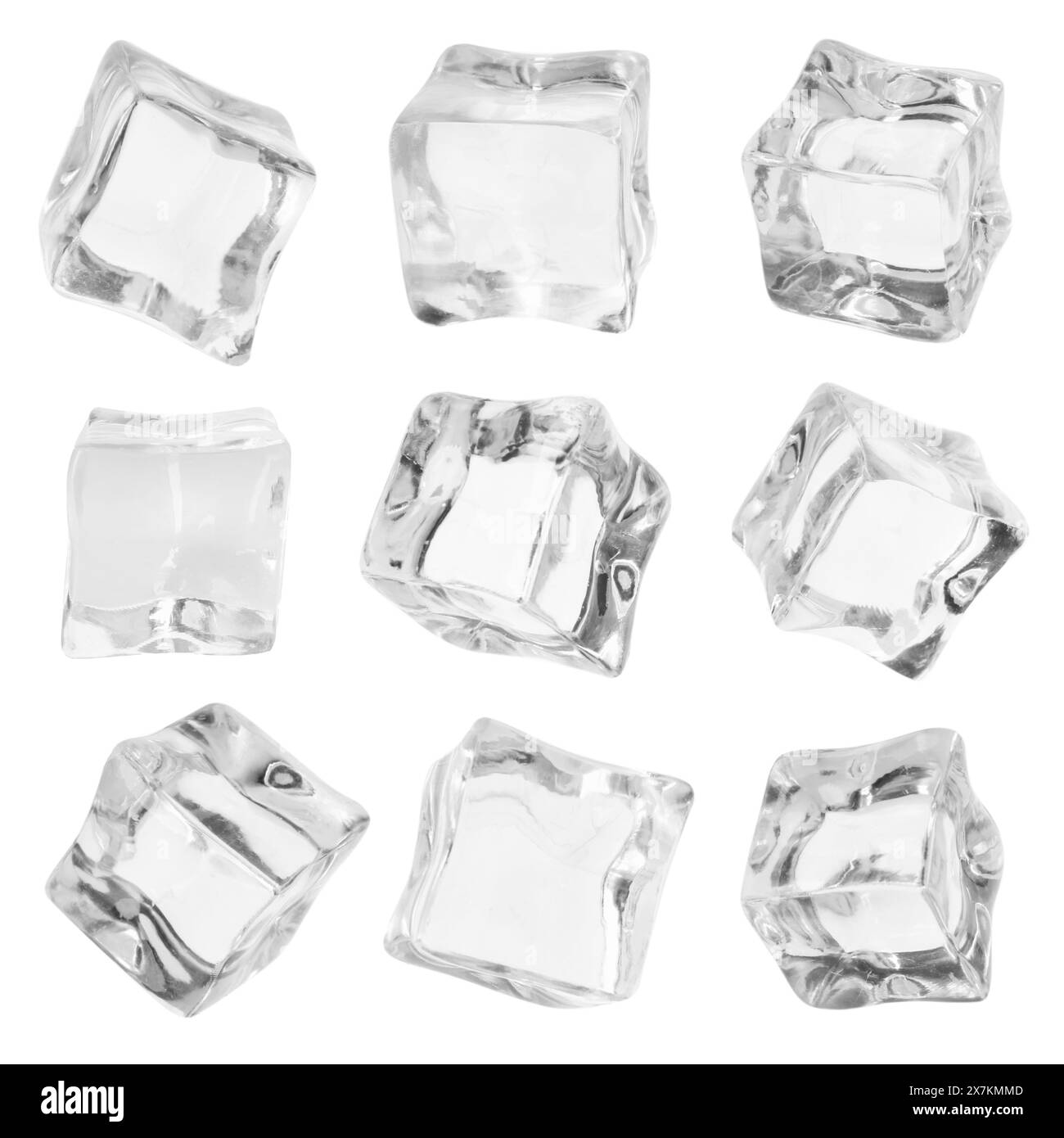 Crystal clear ice cubes isolated on white, set Stock Photo - Alamy
