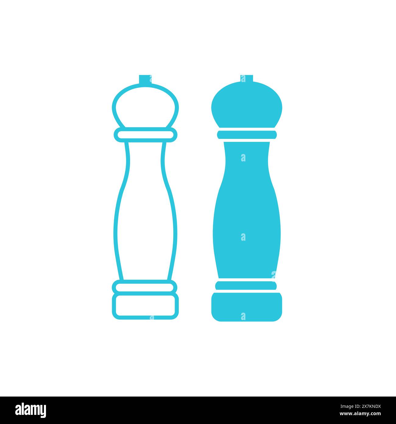 Two Manual Salt & Pepper Grinder Mills icon. Isolated on white ...