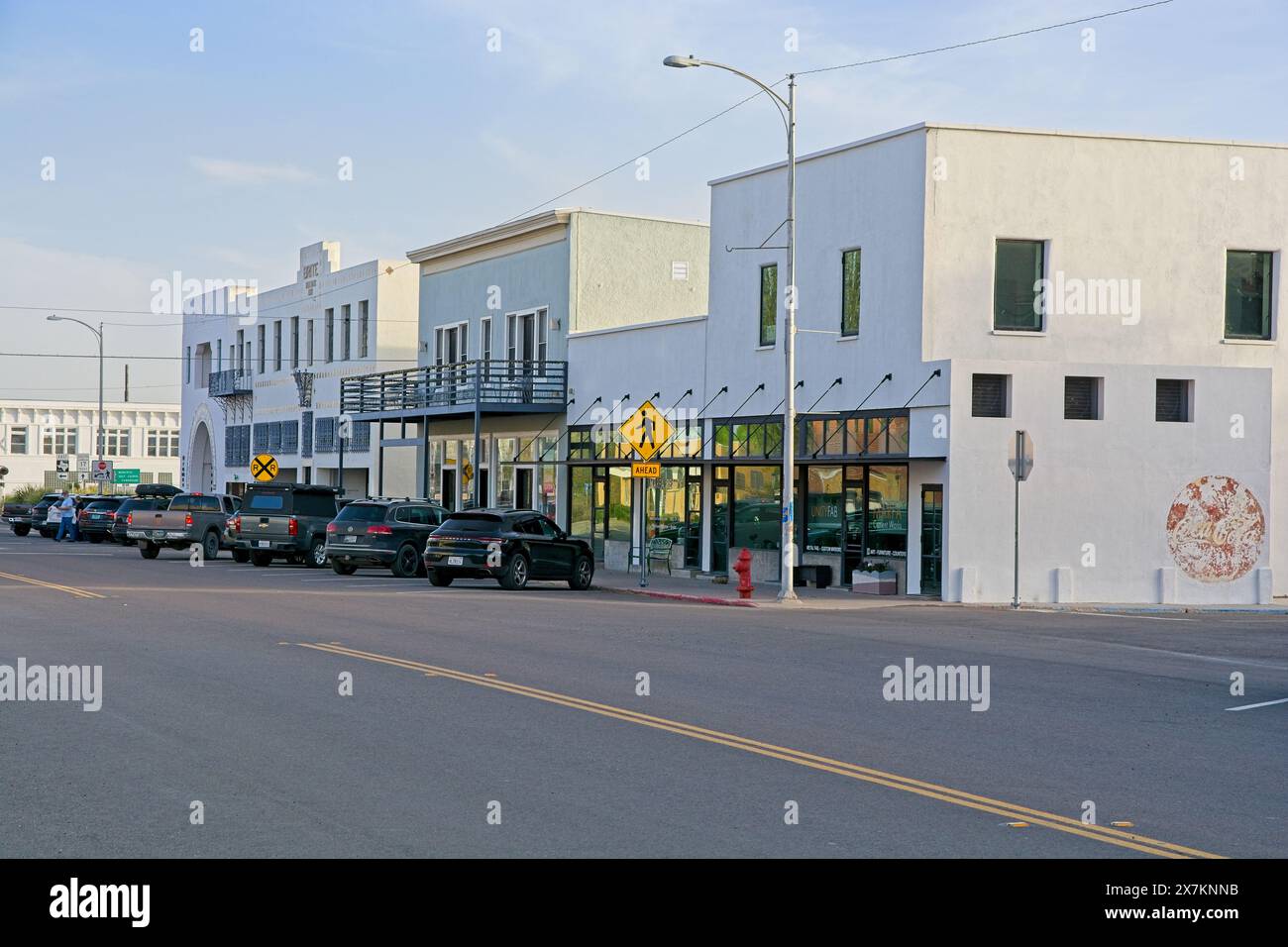 Central Marfa Historic District on Highland Street — Marfa Texas, April ...